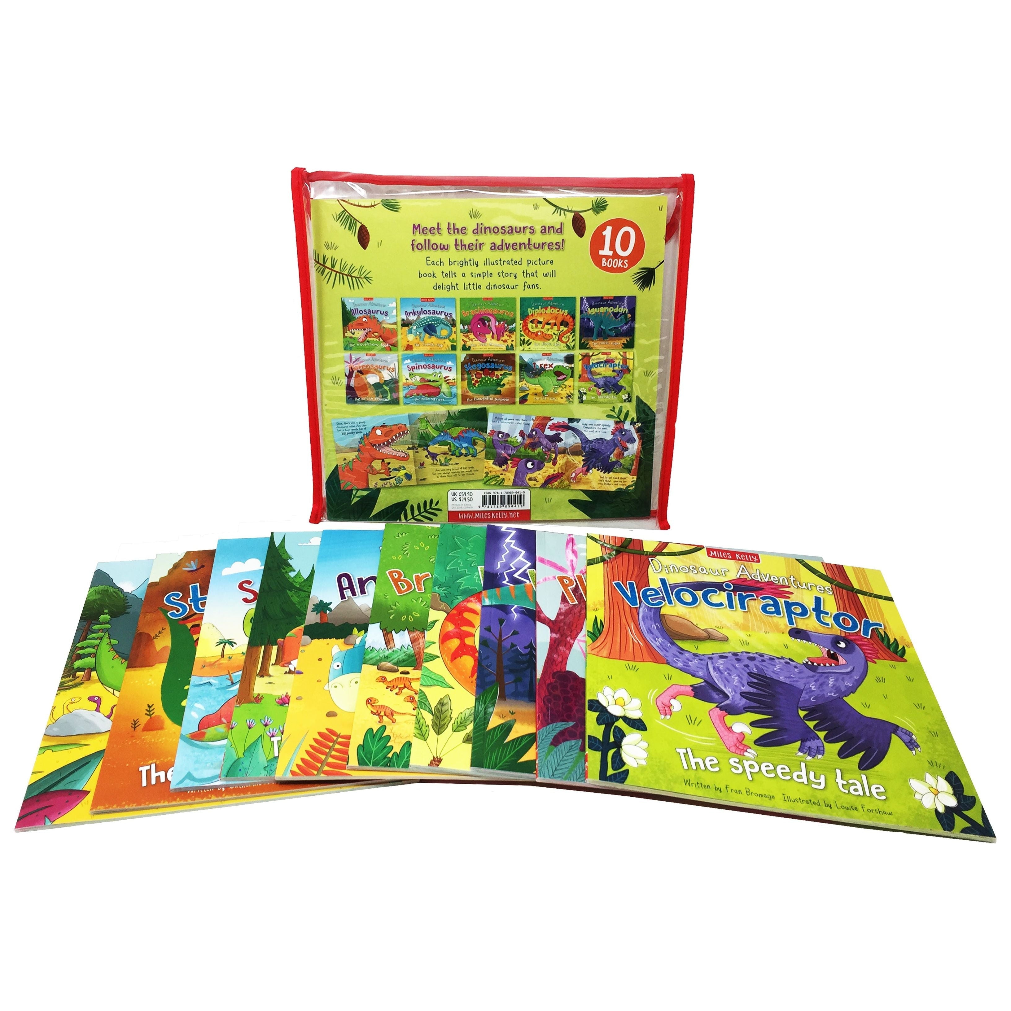 Miles Kelly Dinosaur Adventures 10 Books Bag Collection Set Allosaurus ...