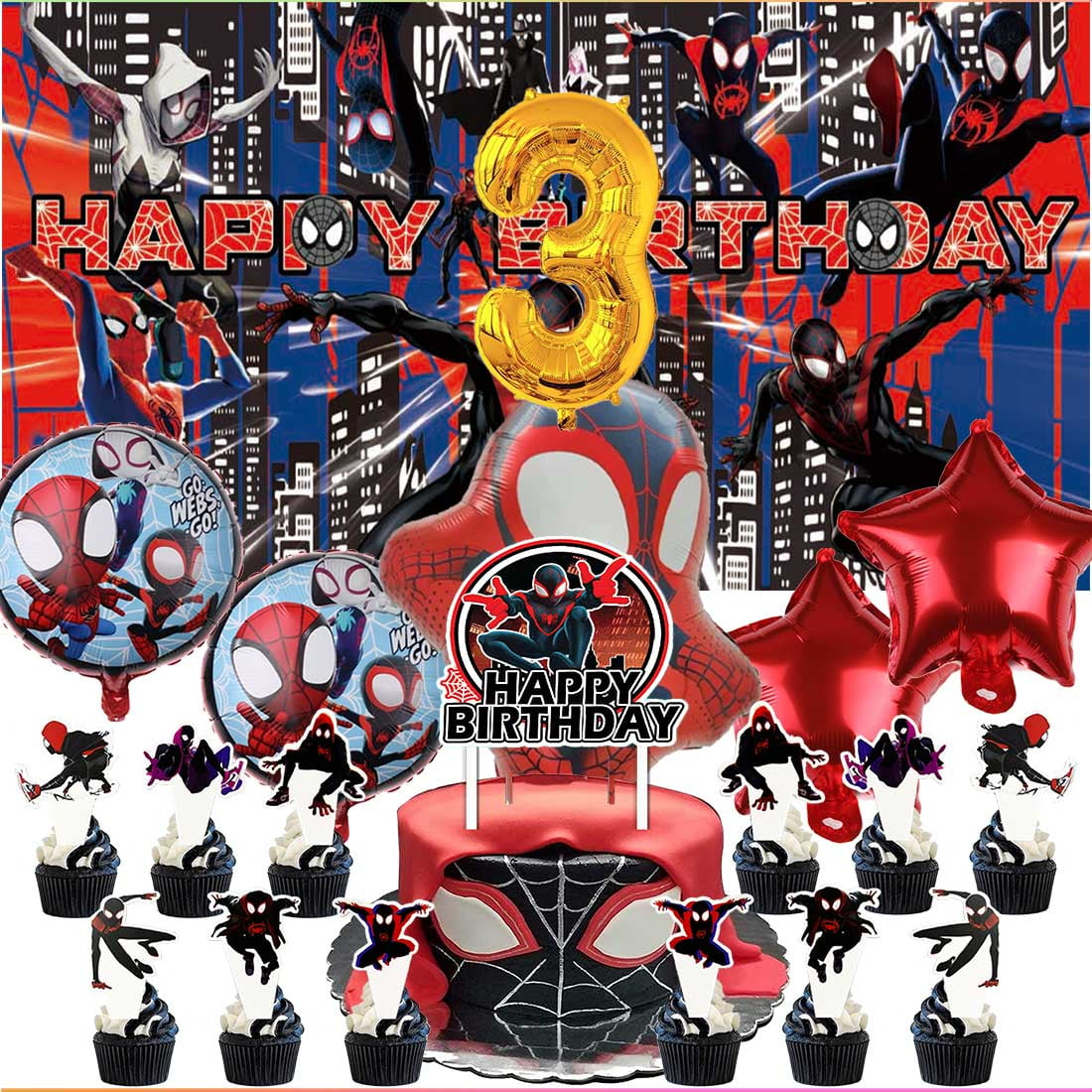 Miles Morales Party Supplies Decor 3rd Kit Balloons Birthday Cake ...