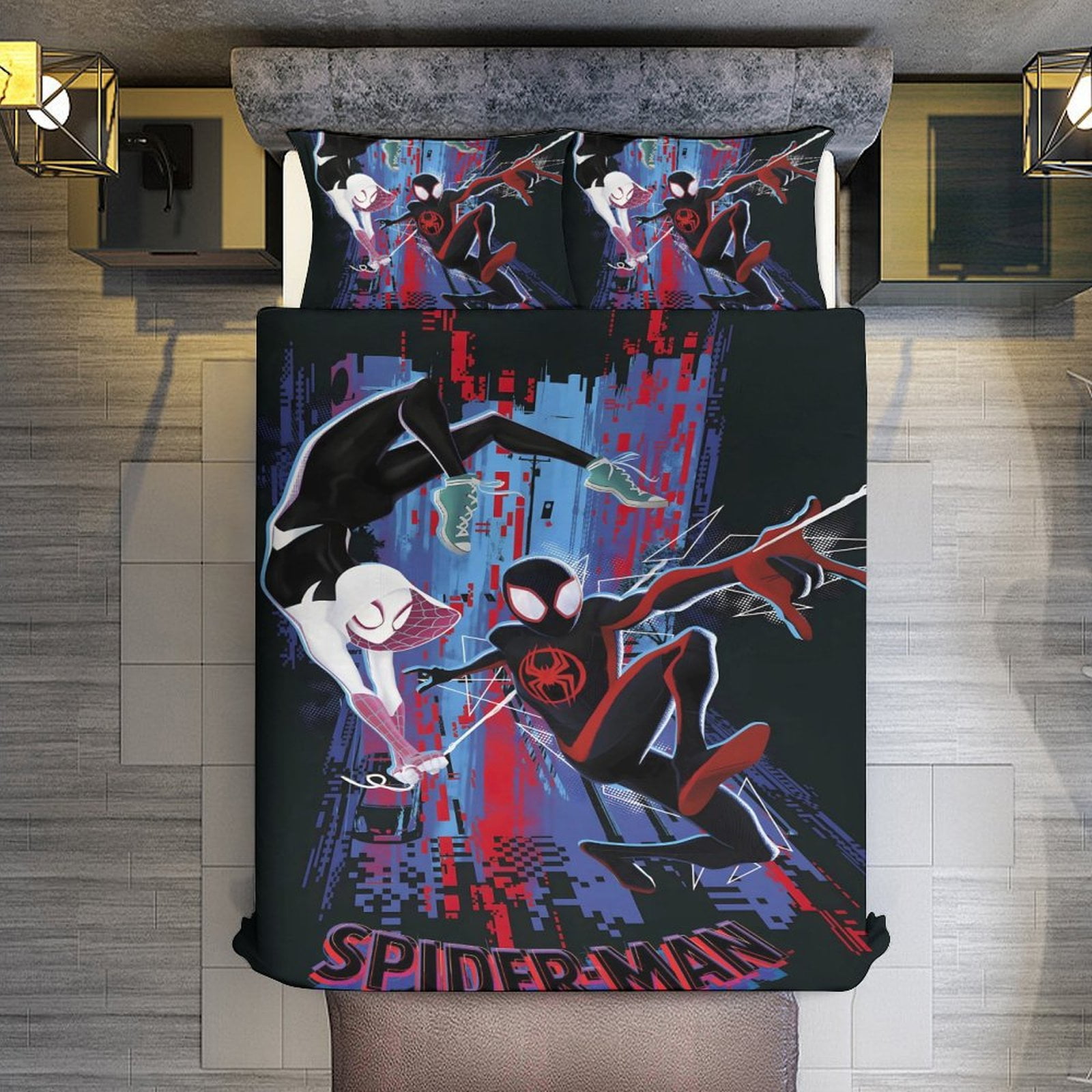 Miles Morales Spider Man Bedding Duvet Cover Queen Size for Kids and ...