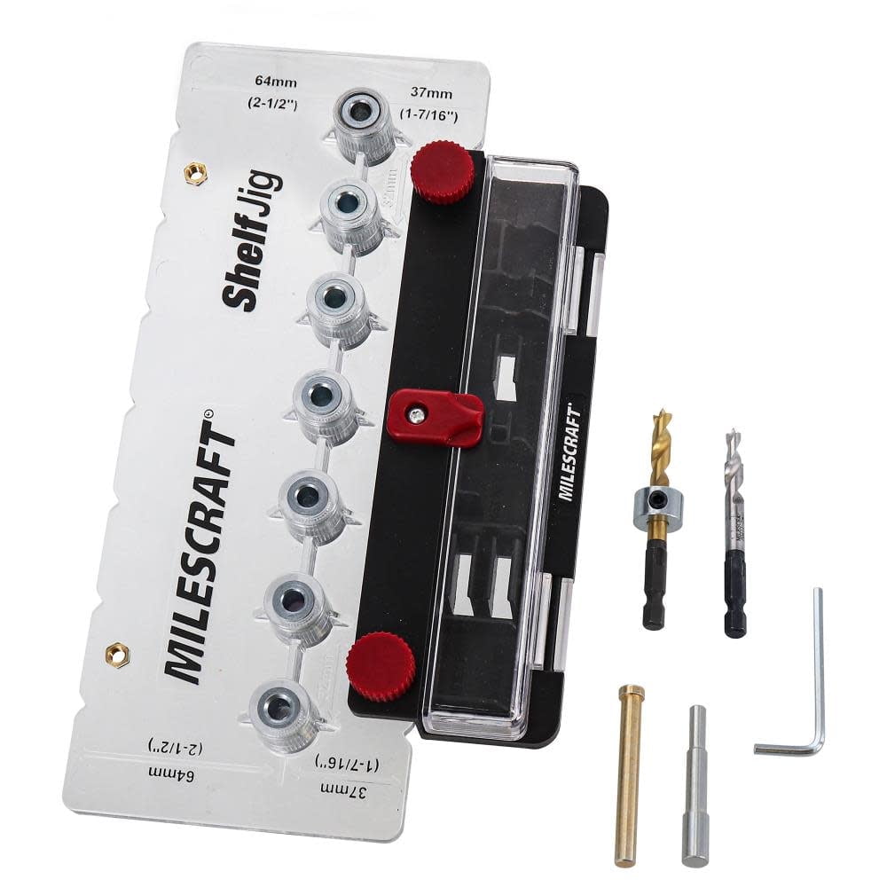 Milescraft 1343 Shelf Jig – Create ¼ in. and 5mm Shelf Pin Holes for ...