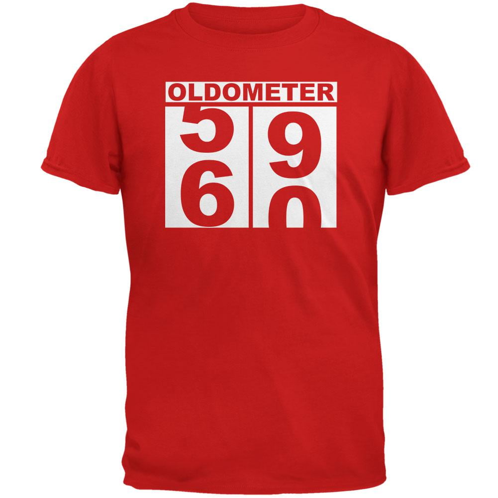 Milestone Birthday Oldometer Odometer Turning 60 Mens Soft T Shirt Red ...