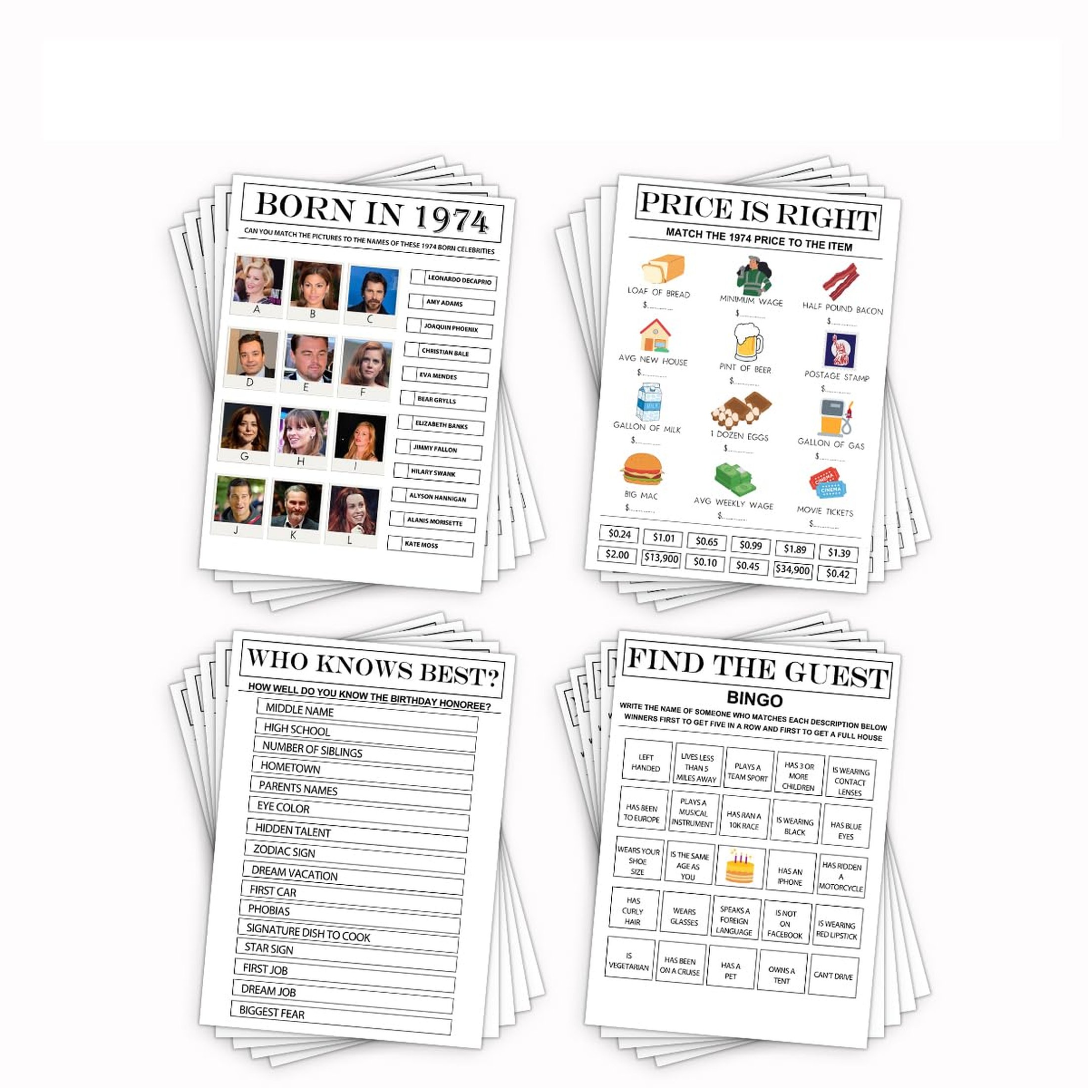 Milestone Memories: 50th Birthday Celebration Game Cards - Double-Sided ...