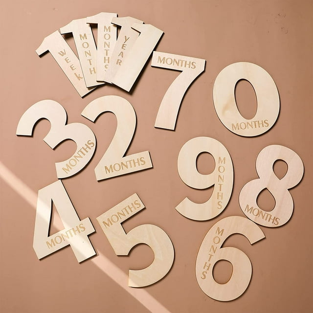 Milestone Numbers Props, Baby Wooden Milestone Cards Weekly Monthly ...