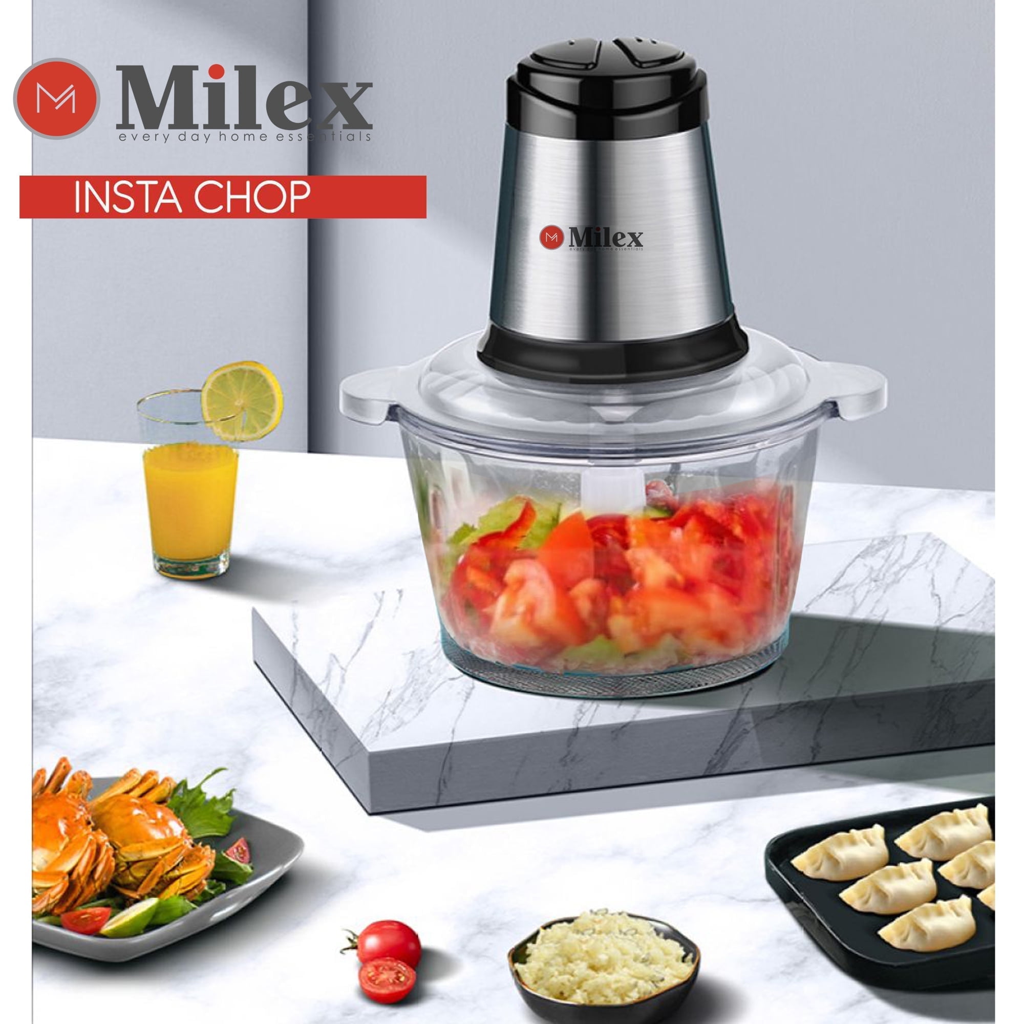 Milex Insta Chop 350W Electric Food Chopper – Stainless Steel Motor, 3L ...