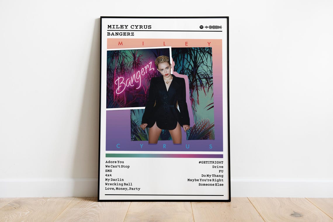 Miley Cyrus Bangerz Album : Pop Music Wall Art #493, Unframed Canvas ...