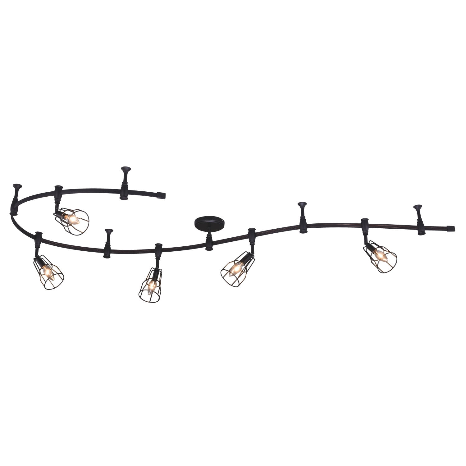 Milford 5 Light Black Flexible Track Kit with Adjustable Wire Cage Spot ...