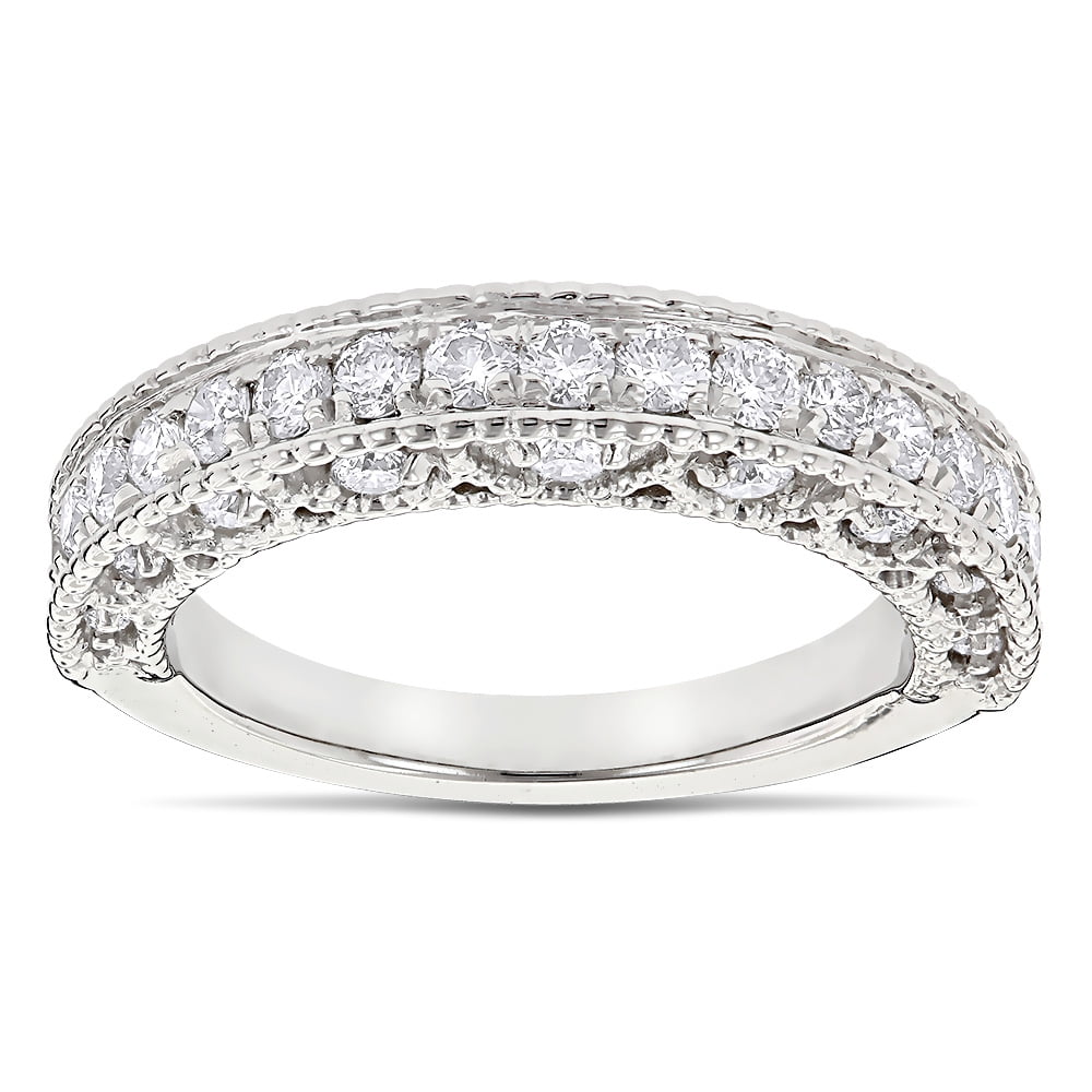 Milgrain & Filigree Designer 14K Unique Natural Diamond Wedding Band ...