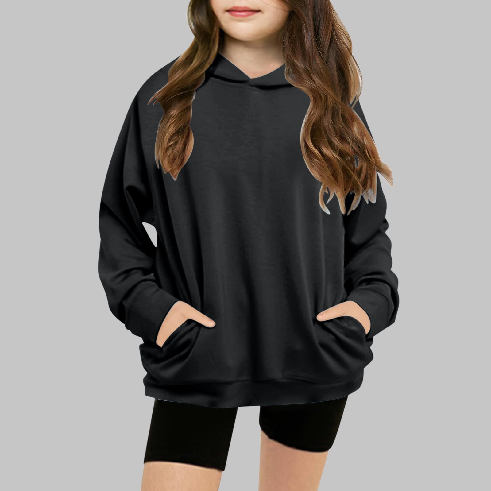 Milgrthf Oversized Hoodies for Girls Hooded Neck Solid Color ...