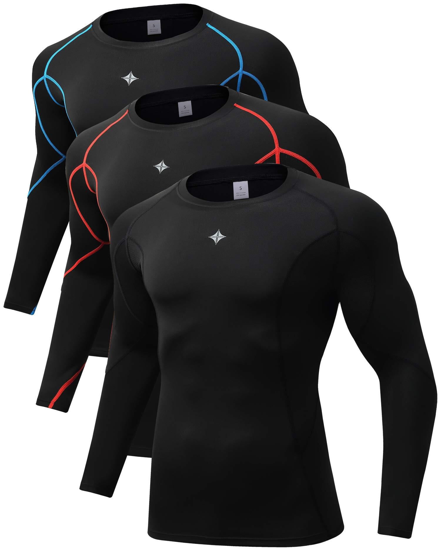 Milin Naco 3 Pack Compression Shirts for Men Cool Dry Long Sleeve ...