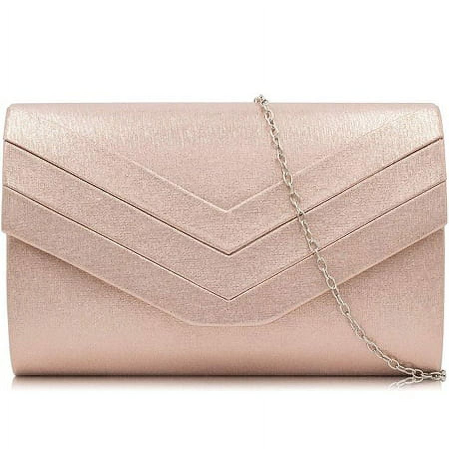 Milisente Women's Faux Leather Clutch with Metallic Shoulder Chain ...