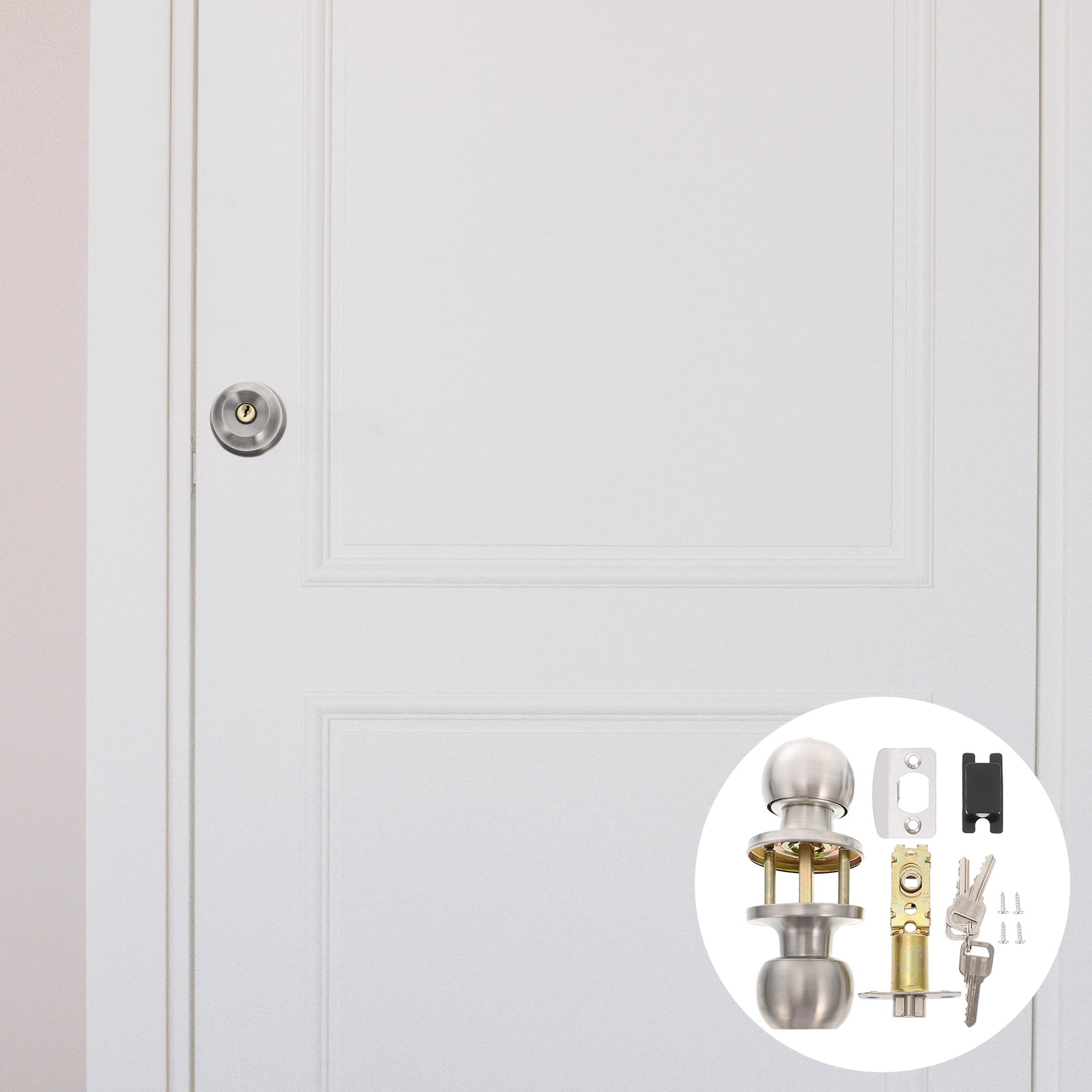 Milisten 1 Set Lockable Door Handle Silver Stainless Steel For Interior ...