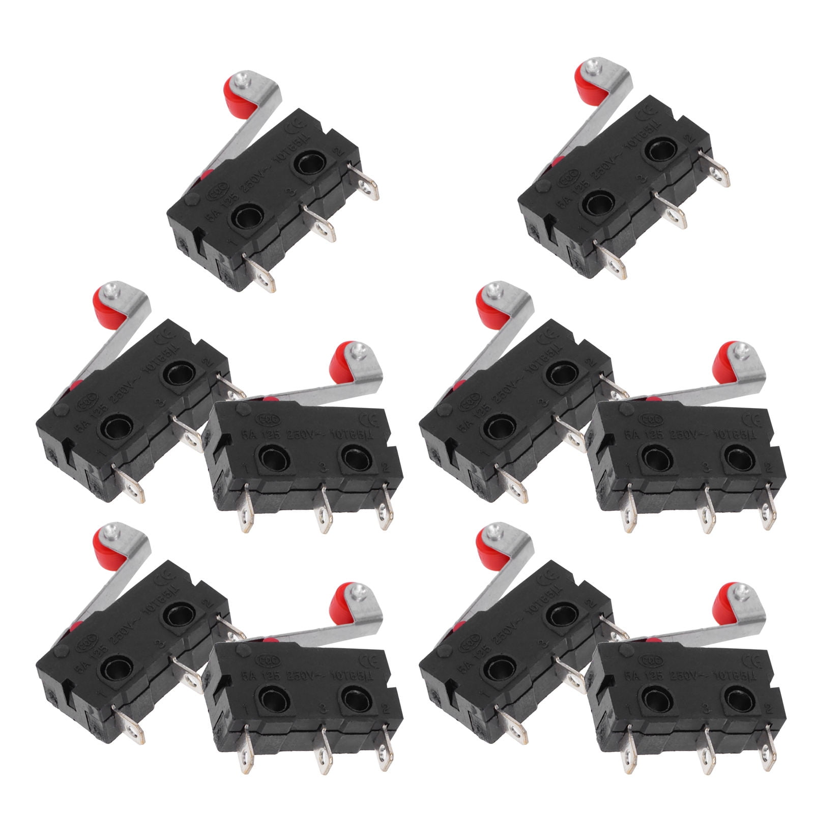Milisten 10Pcs Spdt Micro Lever Switch Black Roller Arm Momentary with ...