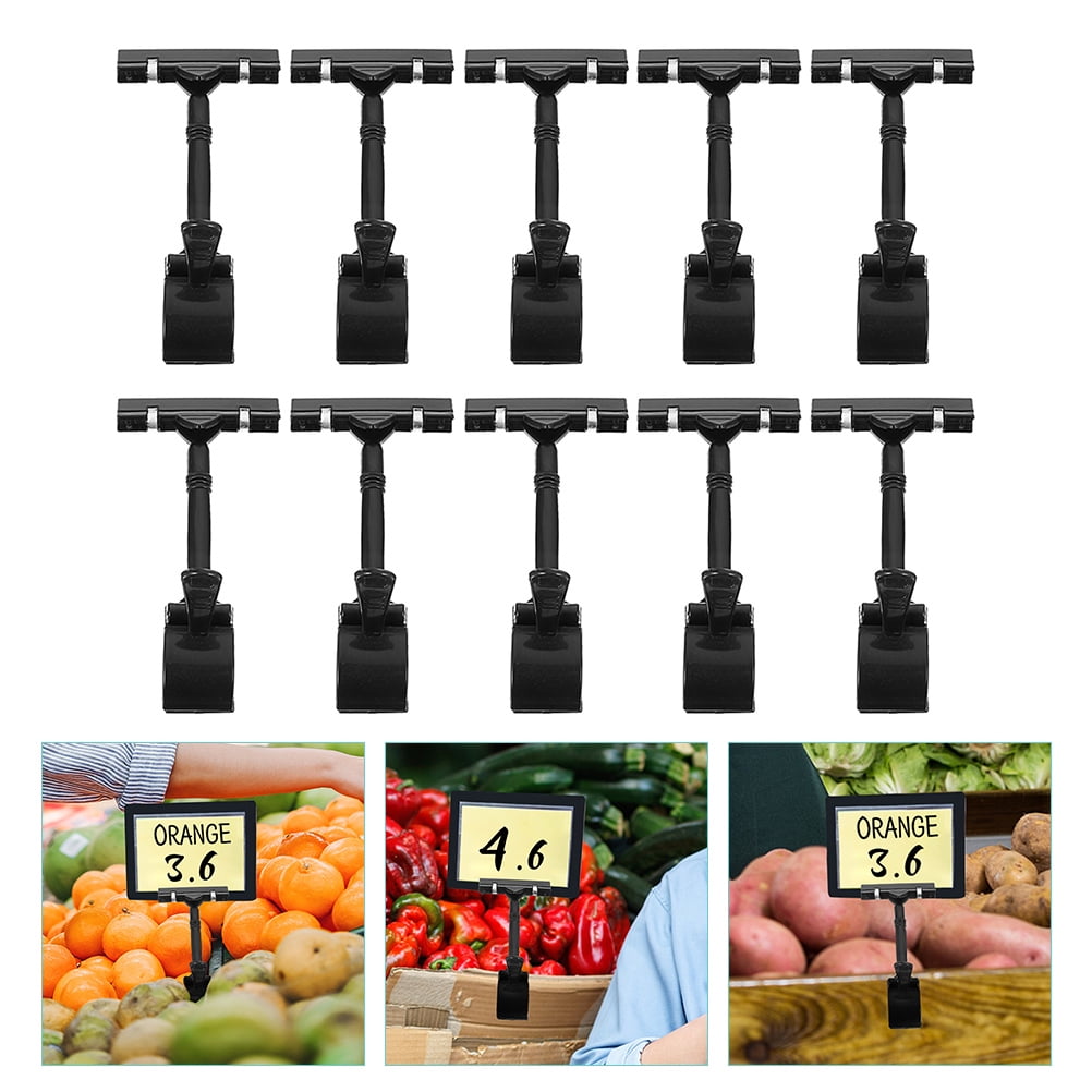 Milisten 10Pcs Black Sign Holder Clip for Retail Signs Clamp with Easy ...