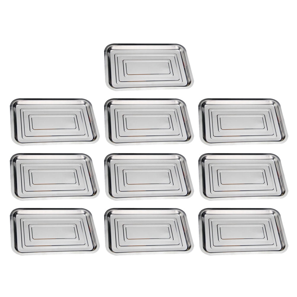 Milisten Modern Serving Tray Stainless Steel Silver 10Pcs 10.2X7.5X0 ...