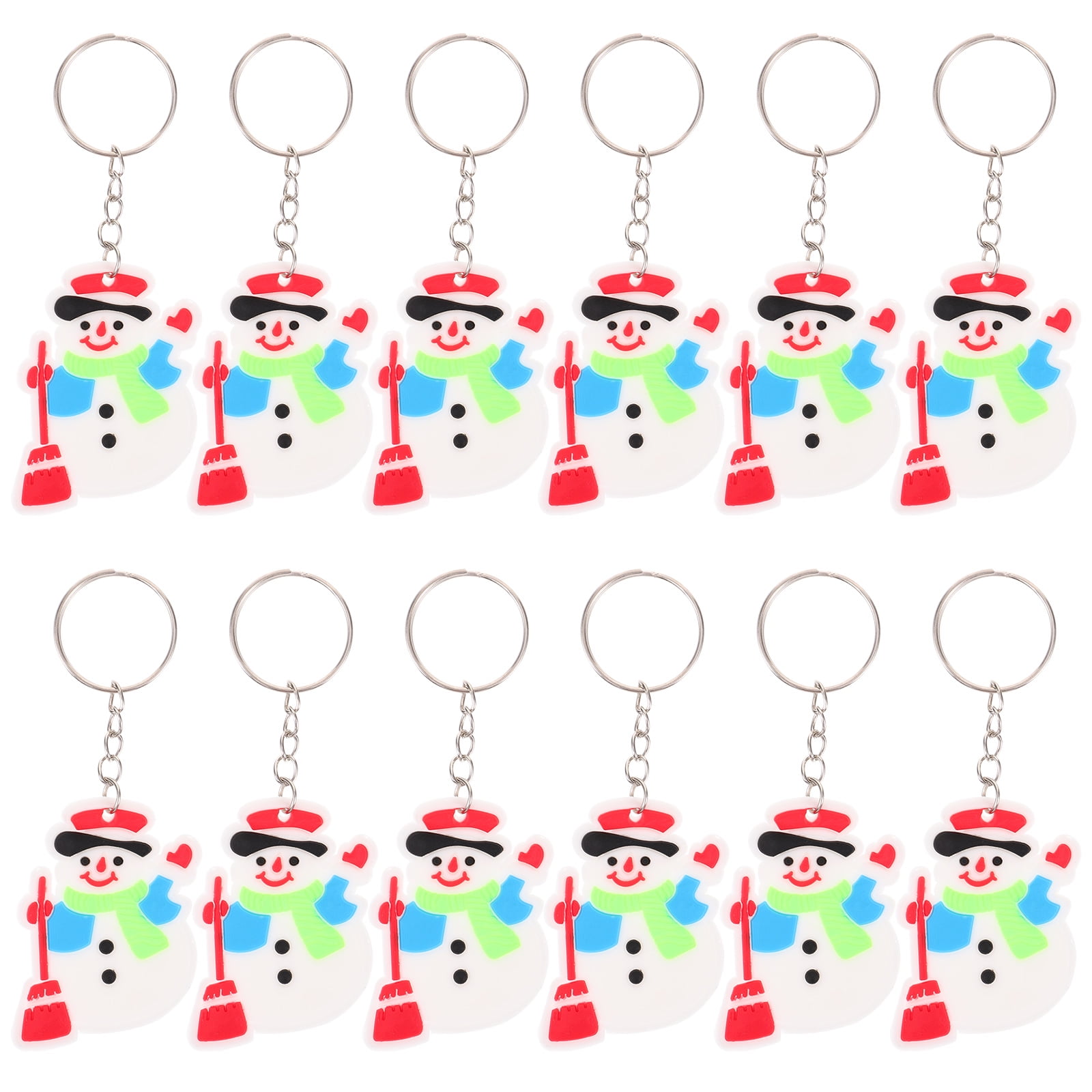 Milisten 12 Assorted Color Christmas Key Rings PVC Material Key Chains ...