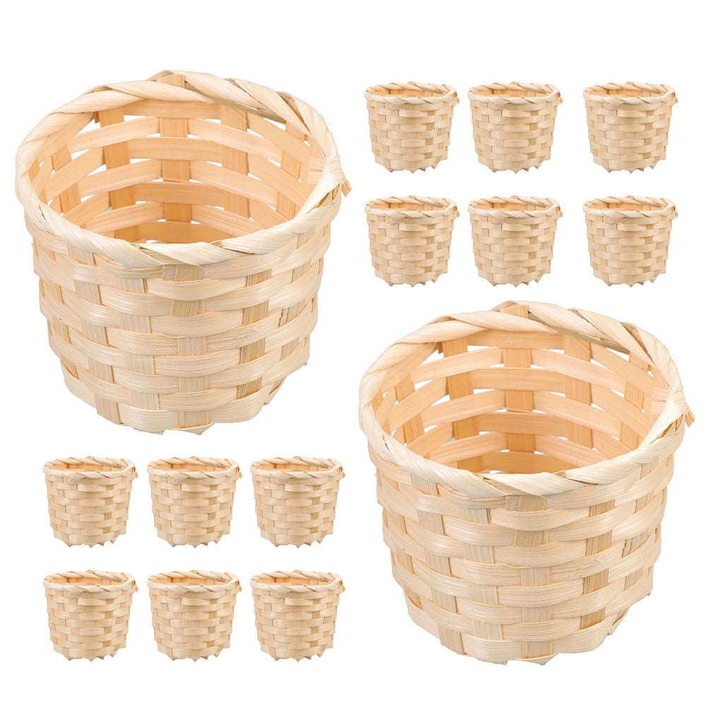 Milisten 15Pcs Light Yellow Woven Baskets for Organizing Hand Woven ...