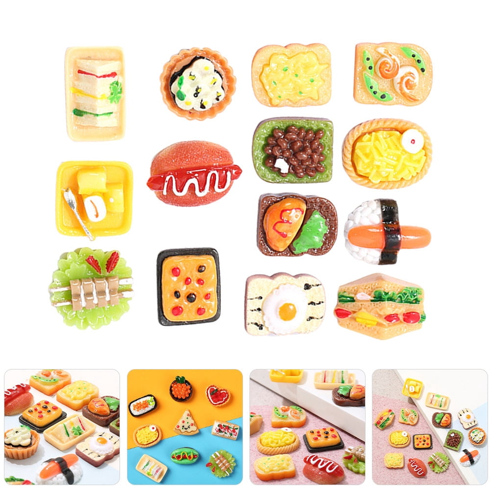Milisten 15pcs Miniature Food Models Faux Food Model Fake Pizza Bread ...