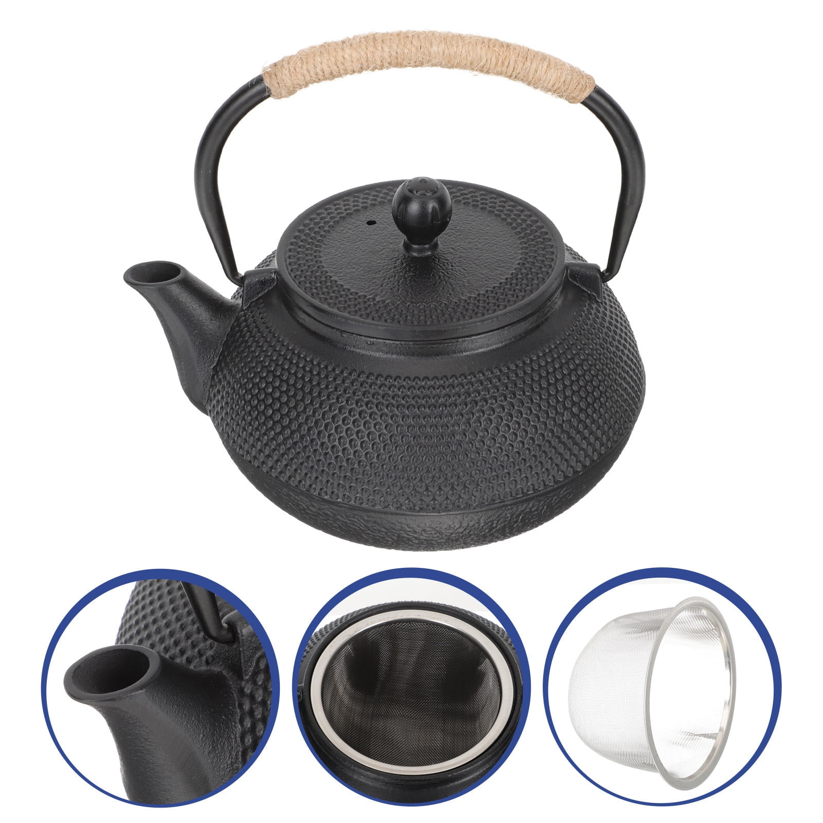 Milisten 1Pack Cast Iron Tea Pots in Black with Enamel Coating for Home ...