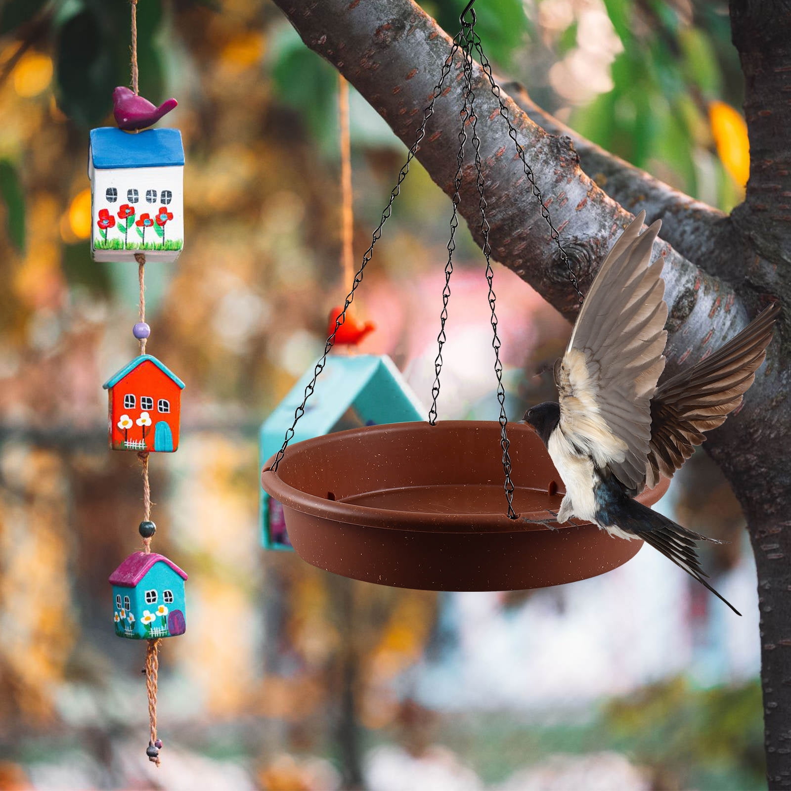 Milisten 1Pack Hanging Birdbath Metal Round Disk for Birds in Outdoor ...