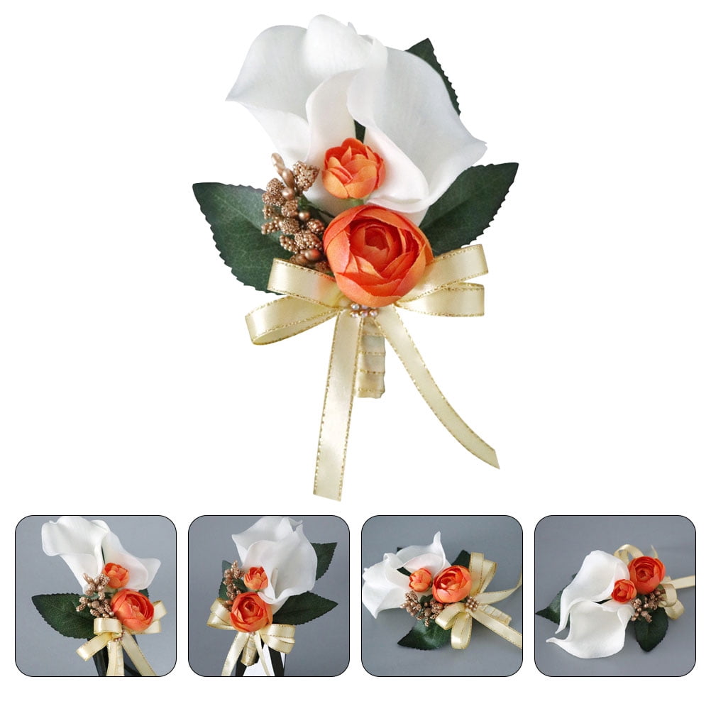 Milisten 1Pack Orange Horseshoe Lily Shaped Plastic Pu Wedding Corsage ...