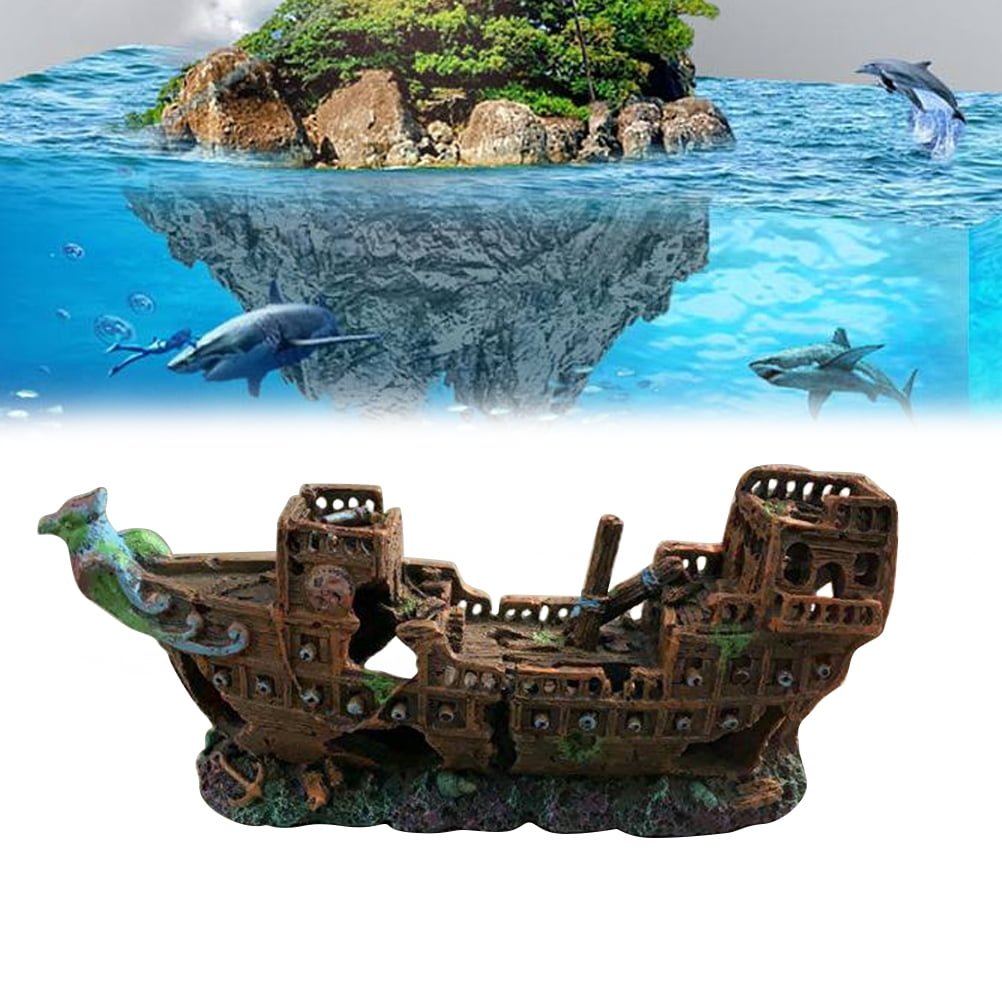 Milisten 1Pack Resin Pirate Ship Decorative Boat for Home and ...