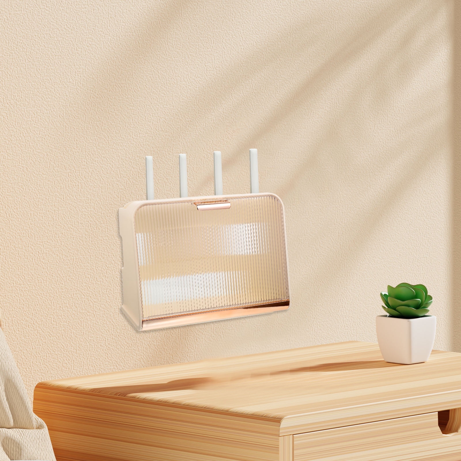 Milisten Wall Mounted Router Storage Box Beige 1Pack 11.8X8.5In ...