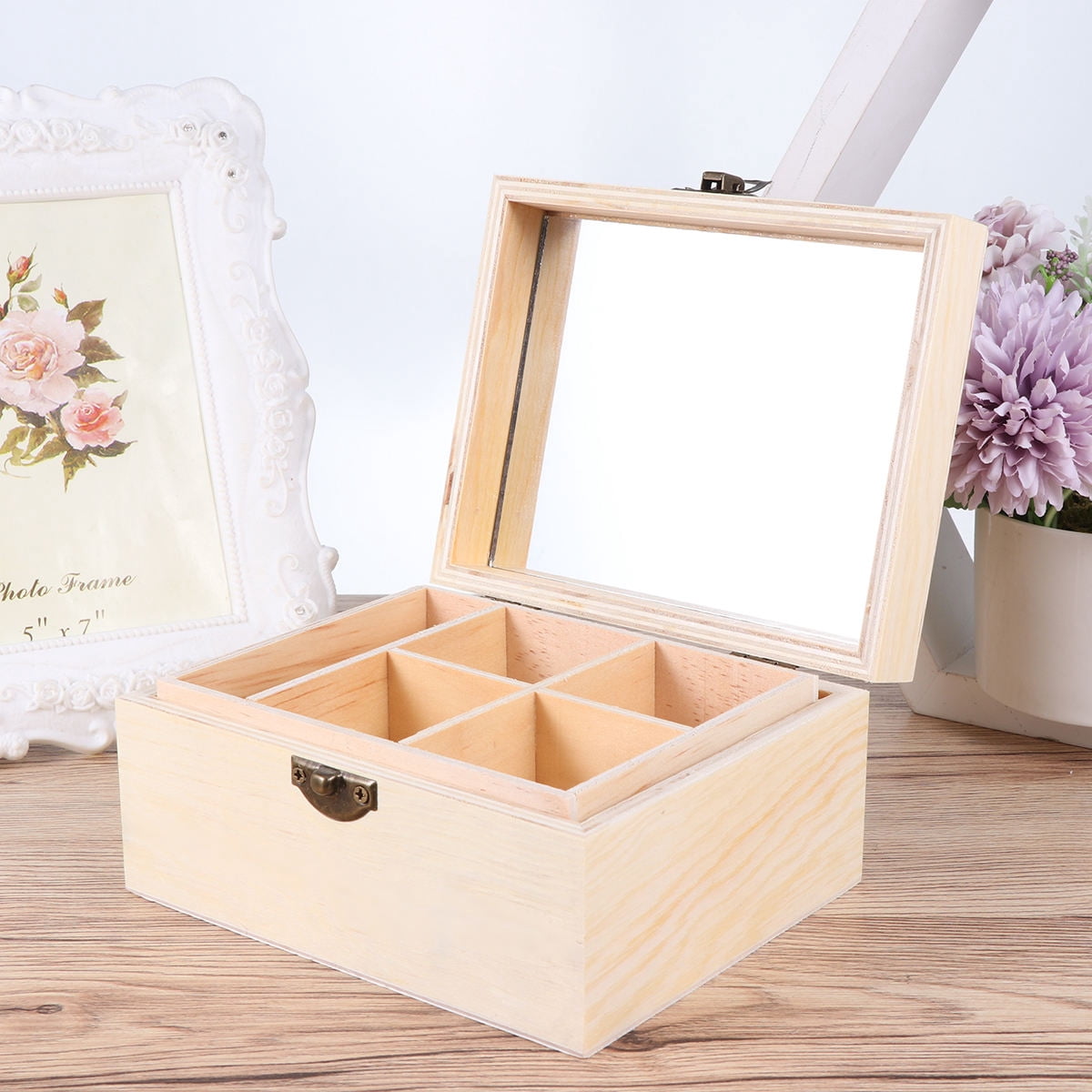 Milisten 1Pack Wooden Rectangular Jewelry Box for Storage with Khaki ...