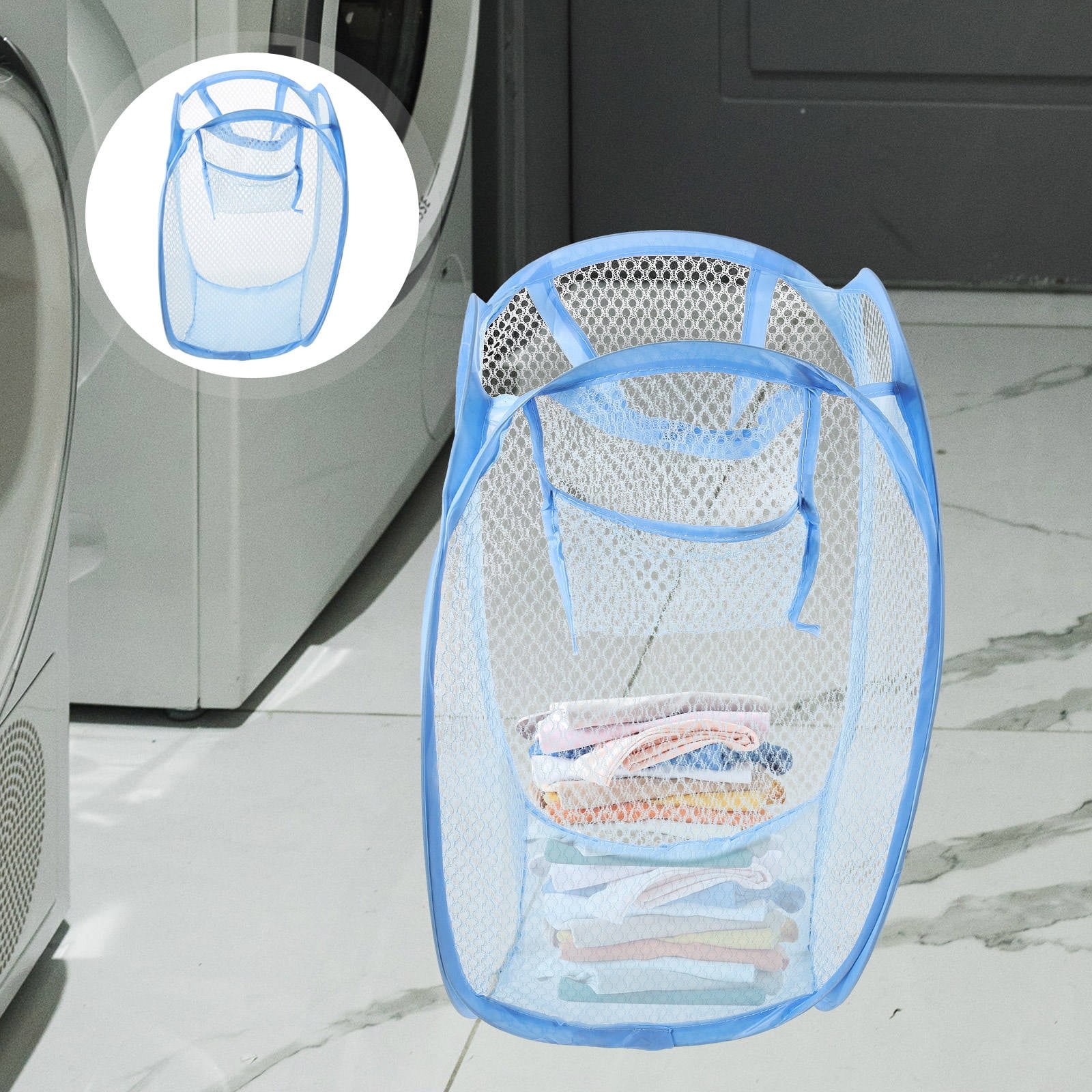 Milisten Foldable Purple Laundry Hamper with Mesh for Organized Storage ...