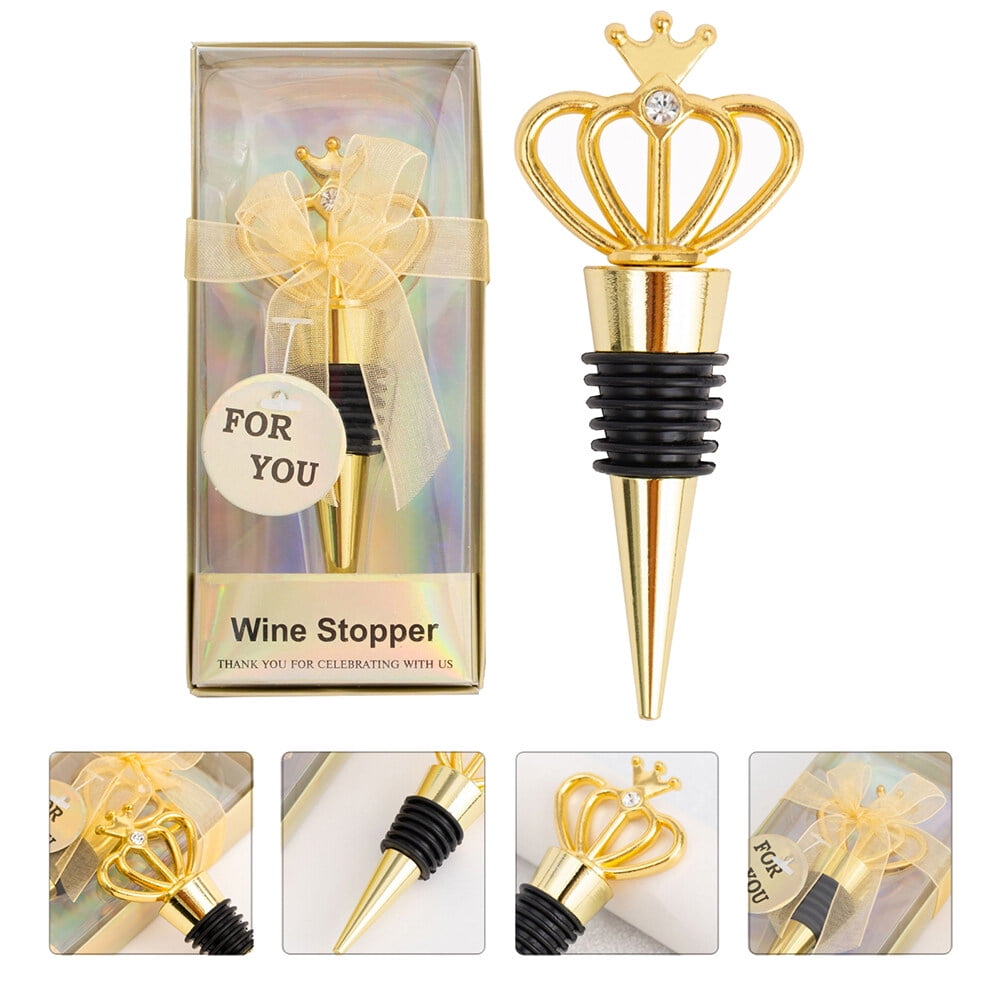Milisten Wedding Souvenirs Wine Bottle Plugs Crown Design Golden 1Pack ...