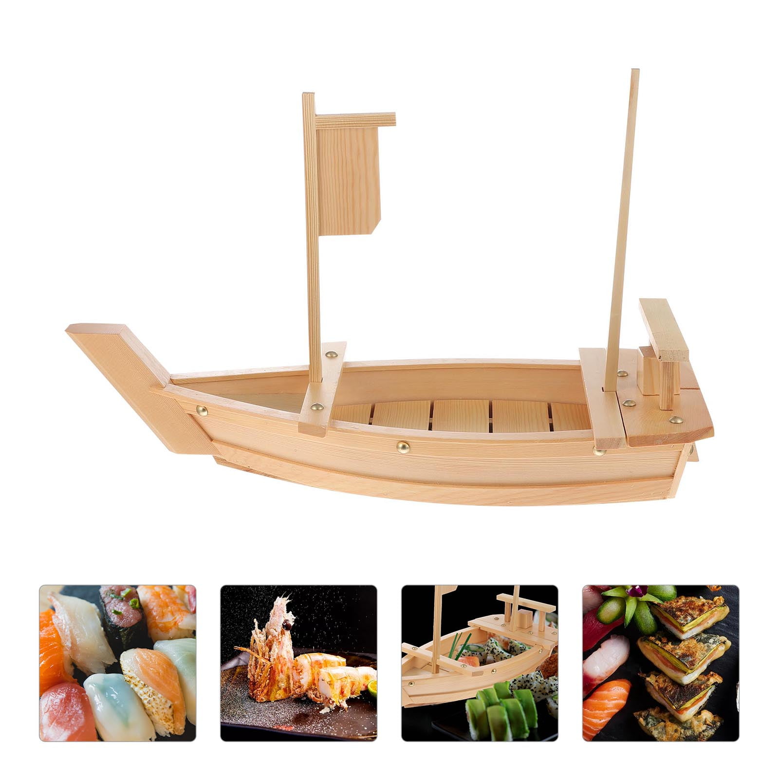 Milisten Sushi Serving Plate Sushi Boat Plate Synthetic Material Log ...