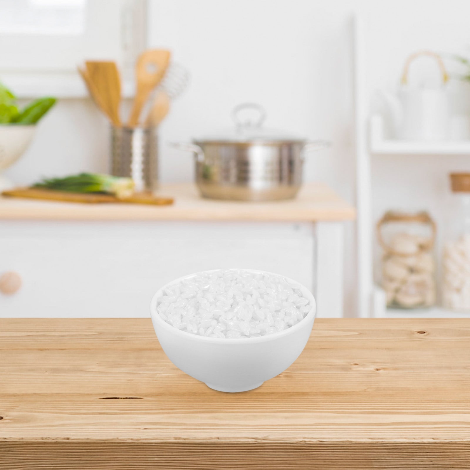 Milisten 1Set White Round Plastic Bowl Rice Prop for Hotel Dish Display ...