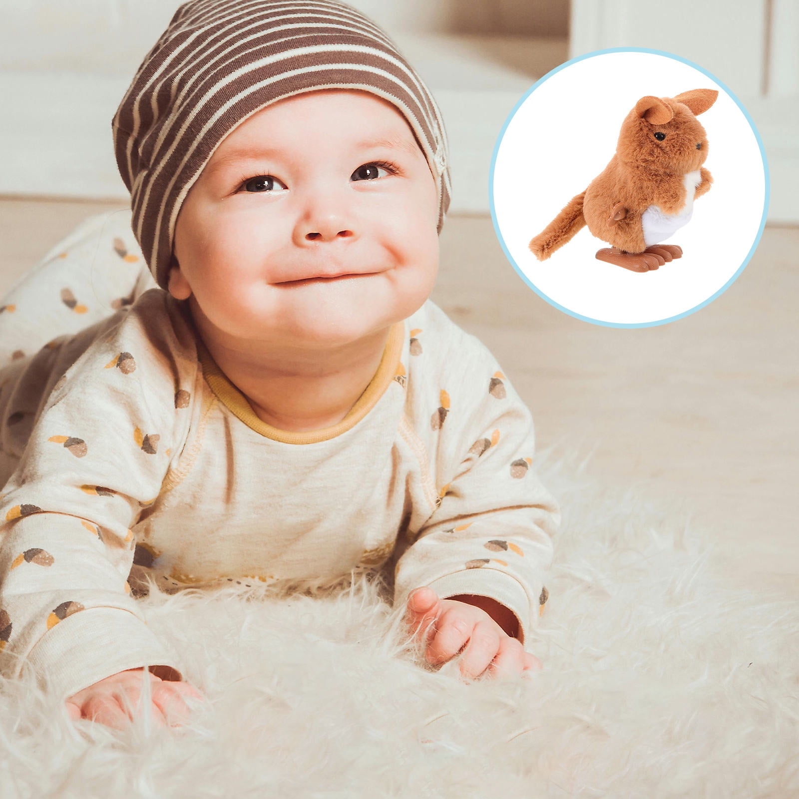 Milisten 1Set Wind-Up Animal Toy Frog Bounce Toys Plush Kangaroo For ...