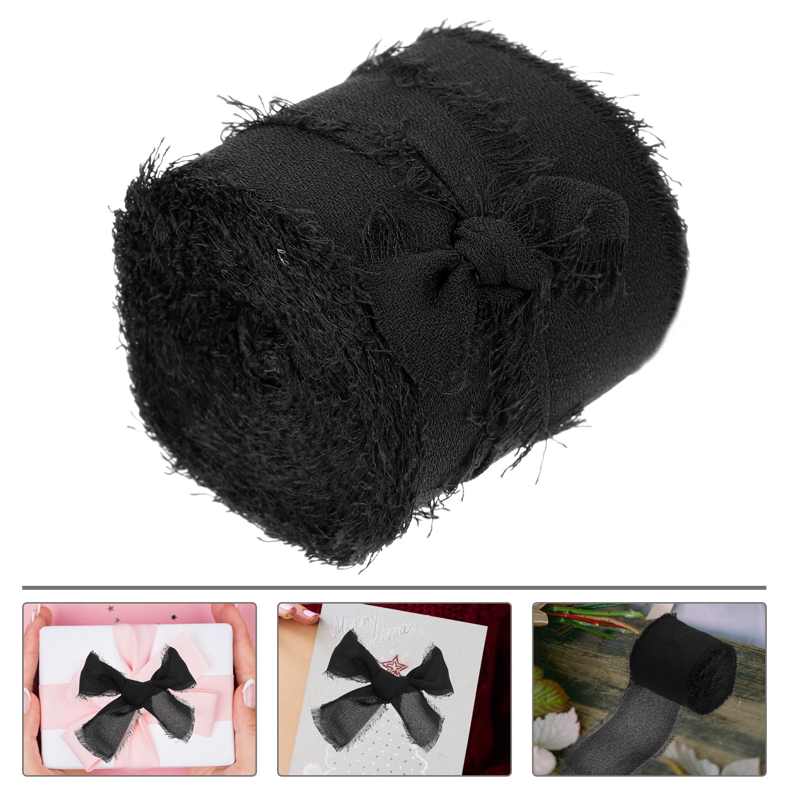 Milisten 2Set Fringe Chiffon Ribbon Black Material for DIY Craft ...