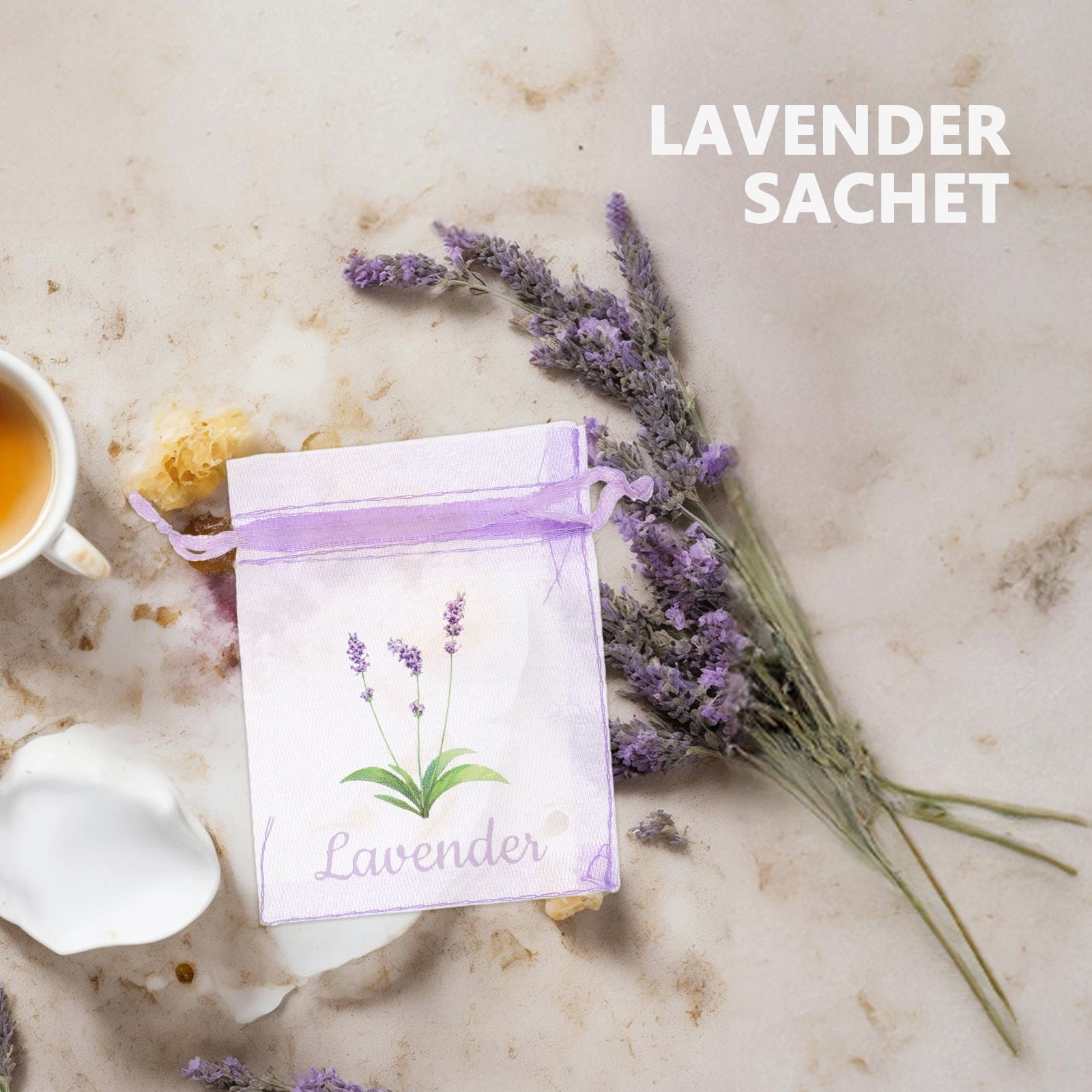 Milisten 20Pcs Lavender Sachets Breathable Mesh Bags Violet Drawstring ...
