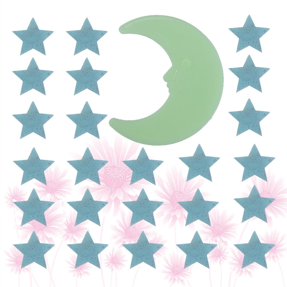 Milisten 201Pc Blue Star and Moon Luminous Stickers Fluorescent Wall ...