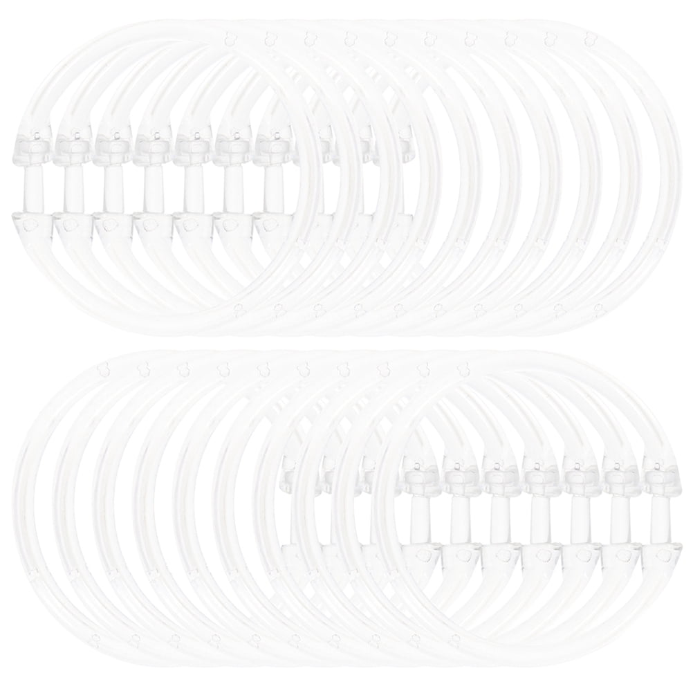 Milisten 20Set Clear Plastic Shower Rings Acrylic 6X6X0.7CM Easy ...