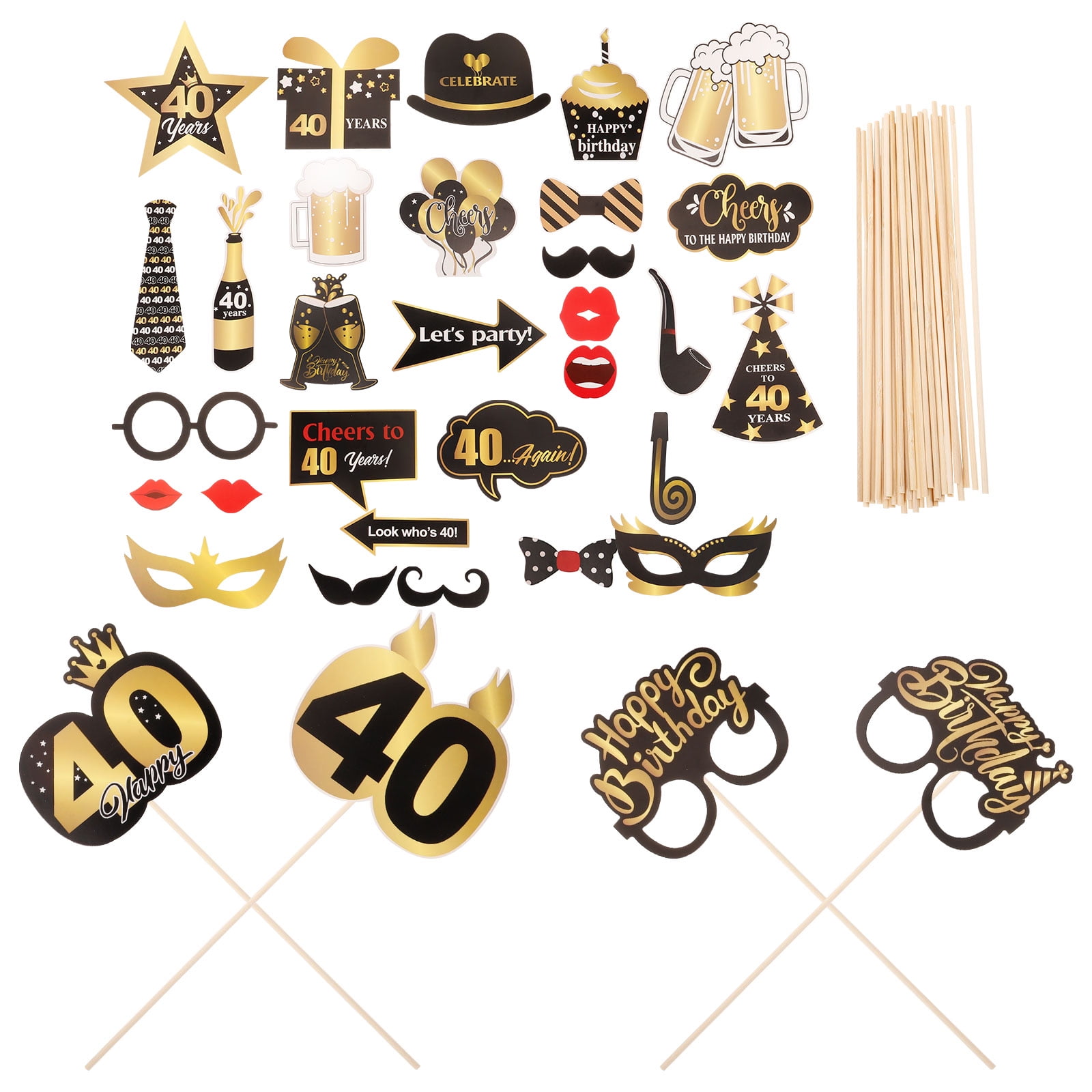 Milisten 26Pcs Birthday Photograph Props Handheld Photo Booth Props ...