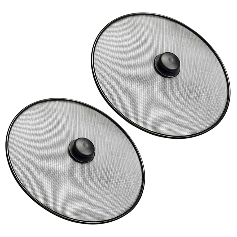 Milisten 2Pcs Frying Splatter Screen Mesh Pot Lids 11.40x11.40in Black ...