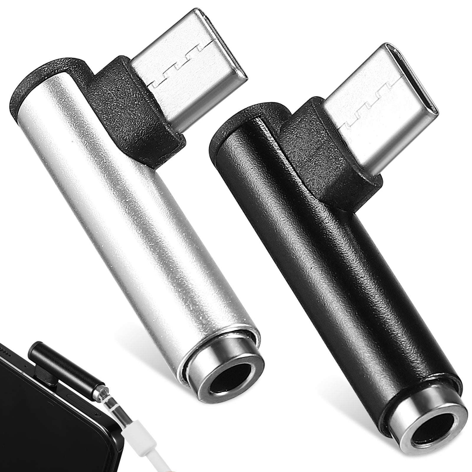 Milisten 2Pcs Headphones Jack Adapter for Type C Earphone and Mobile ...