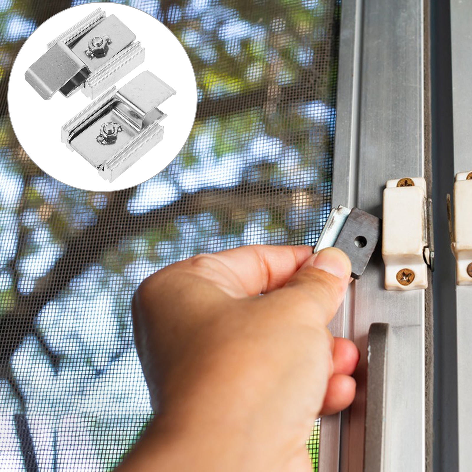 Milisten Window Screen Frame Parts Metal Fixing Buckle Silver 2Pcs ...