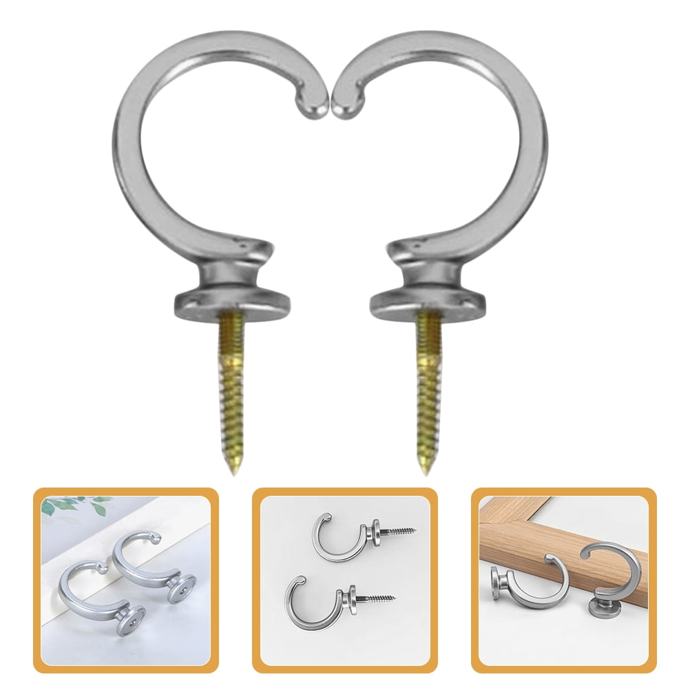 Milisten Metal Drapery Hooks Modern Silver 2Pcs 6.3x3.1x0.79in ...