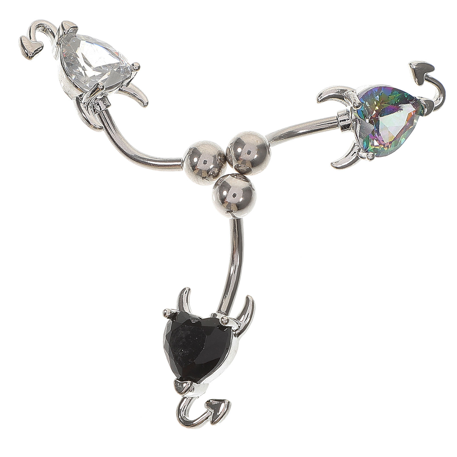Milisten 3Pcs Belly Rings Colored Zircon Shiny Belly Button Rings for ...
