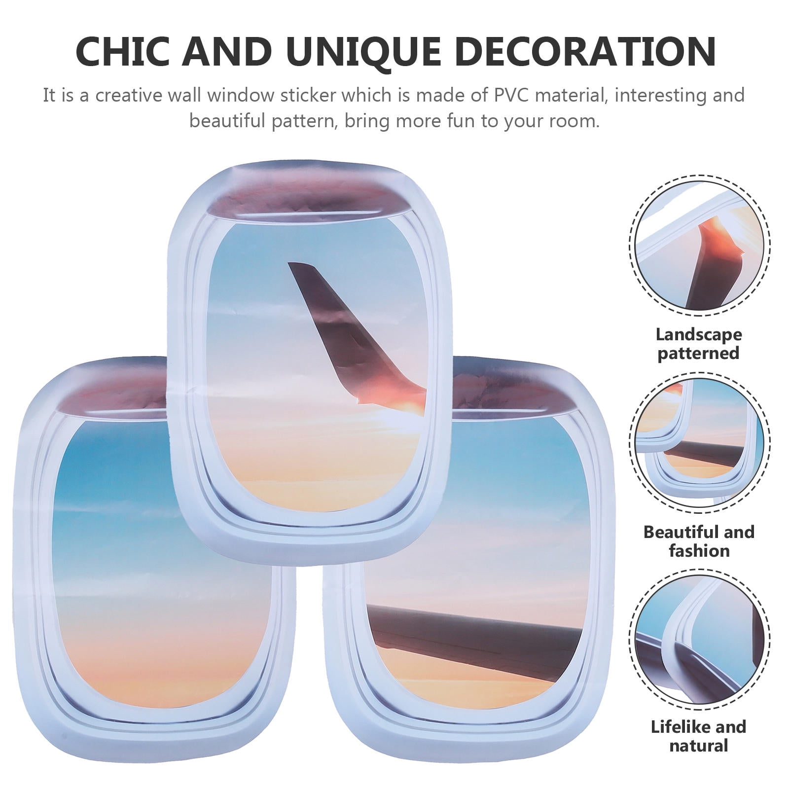 Milisten Fake Window Wall Stickers Simulated Airplane Window Stickers ...