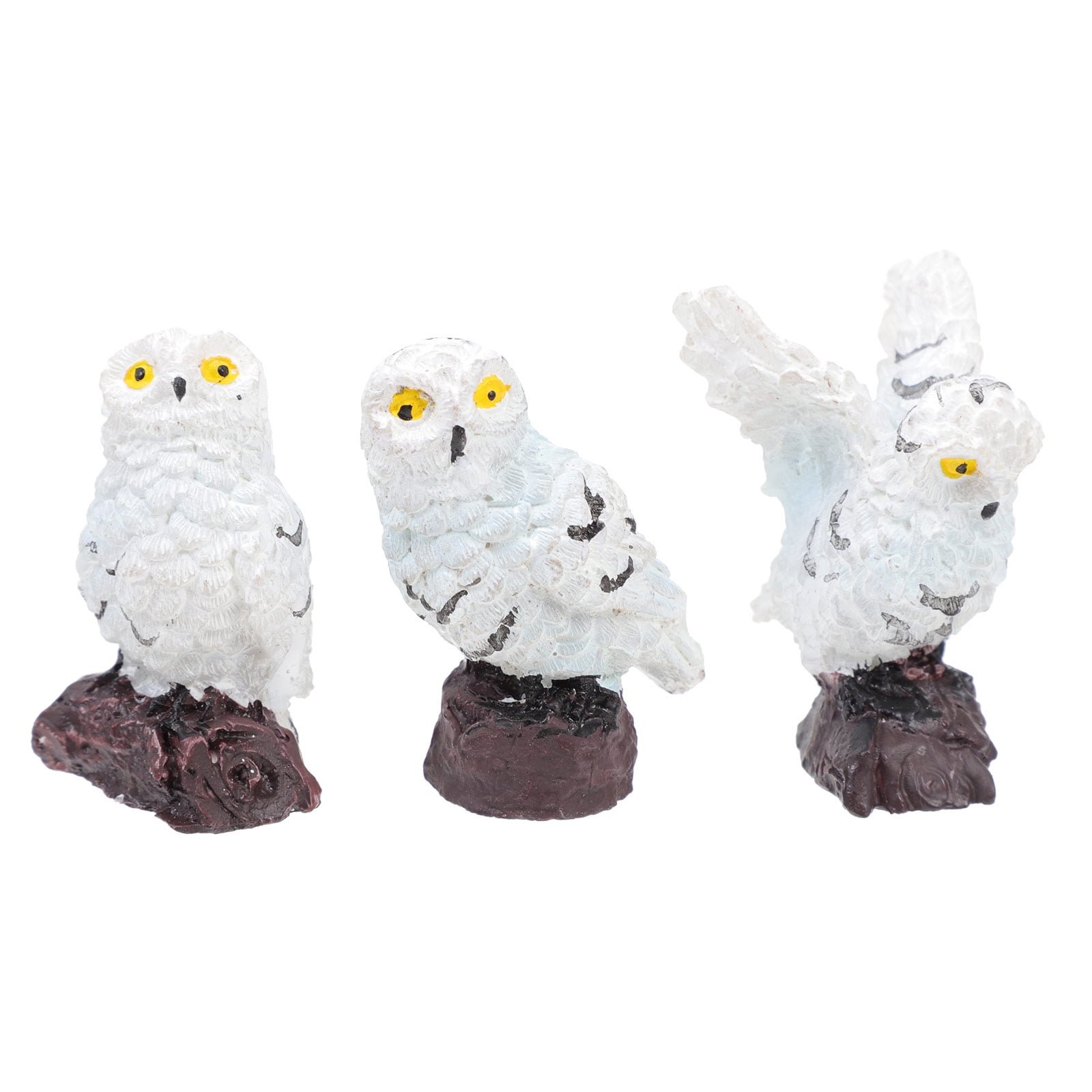 Milisten 3Pcs Miniature Owl Sculpture Micro Landscape Ornament Unique ...