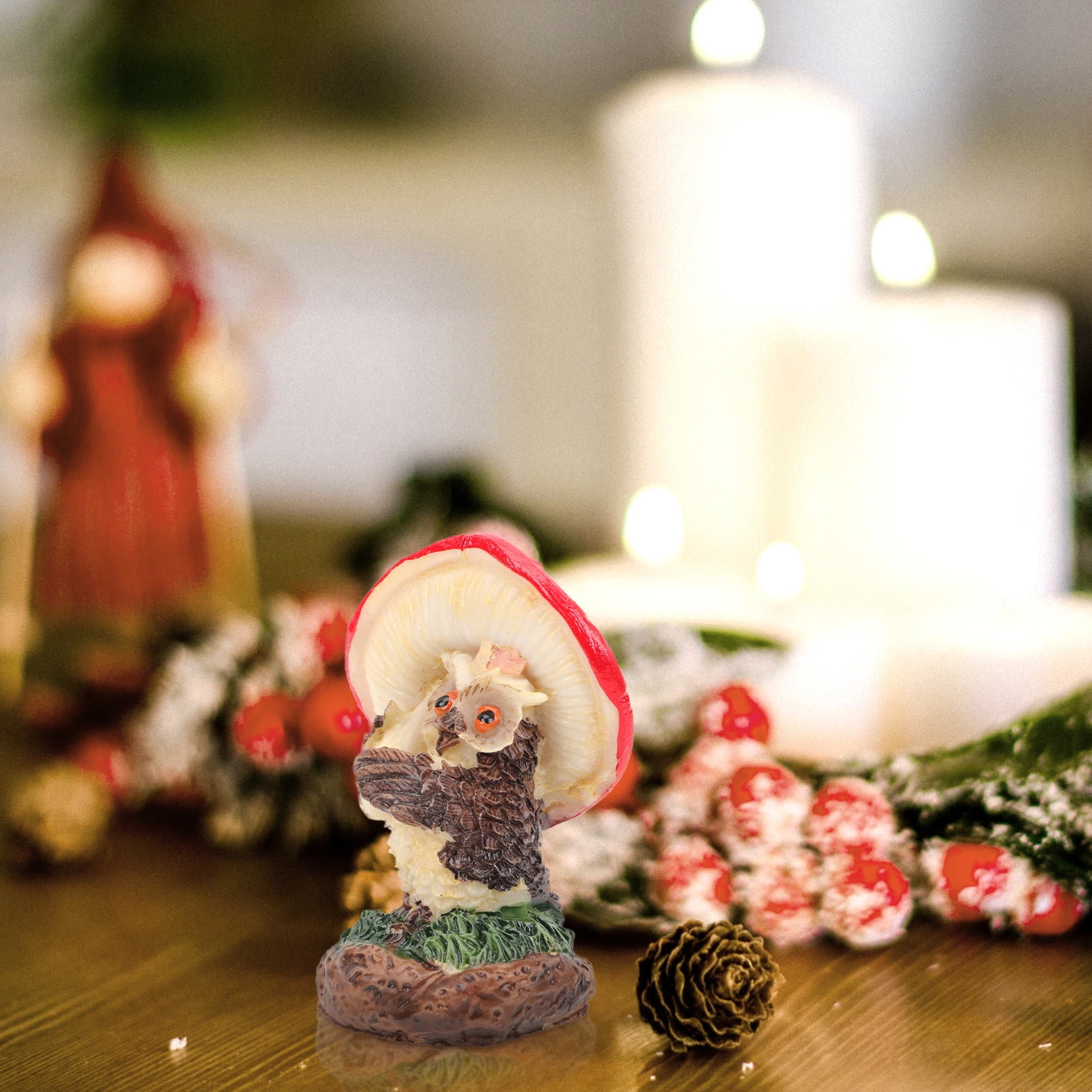 Milisten 4 Pcs Resin Mini Owls Mushroom Figurine Ornament Office Red ...