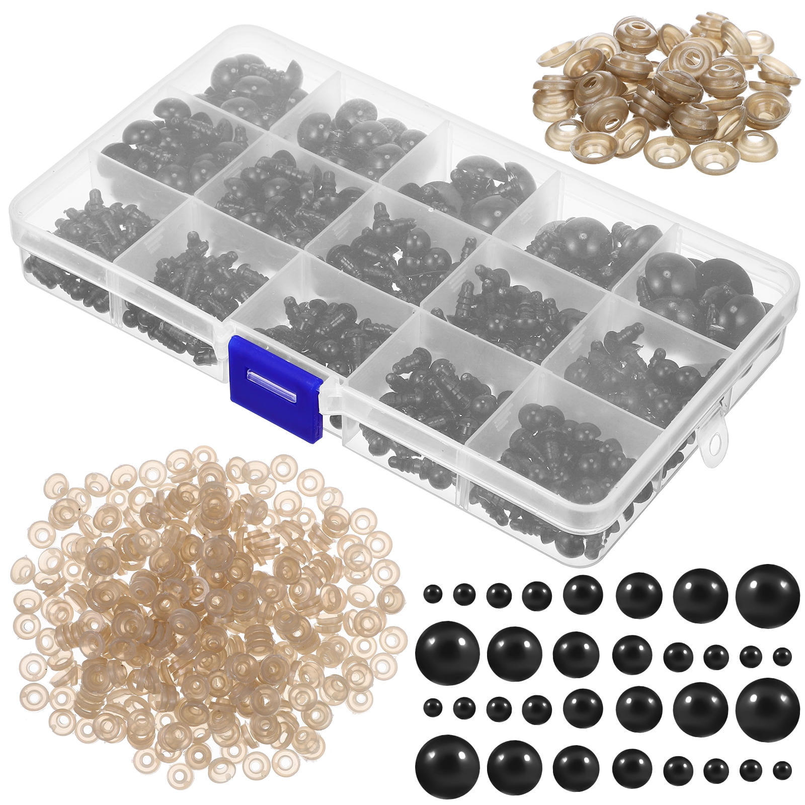 Milisten 400 Pieces Plastic Safety Eyes for Stuffed Animals Black Round ...