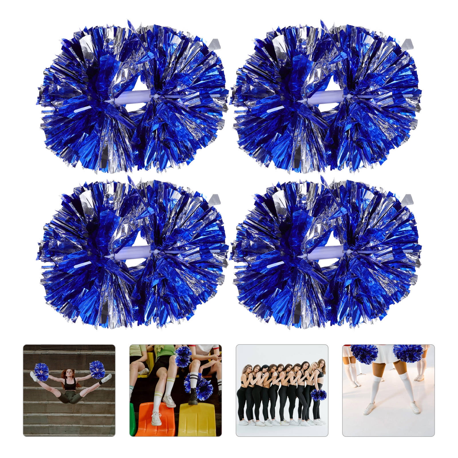 Milisten 4Pcs Cheerleading Pom Poms Blue Silver Non Shedding and ...