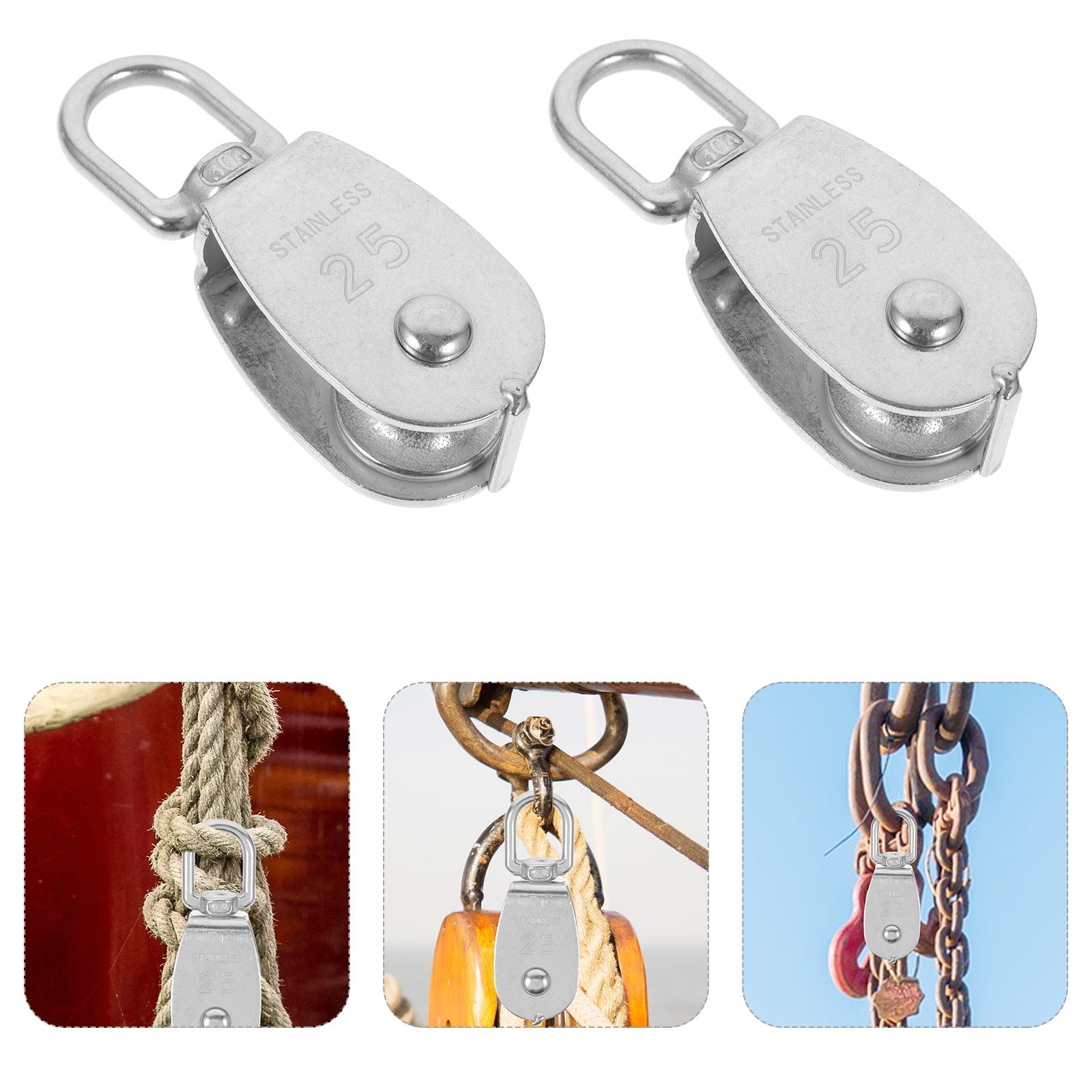 Milisten 4Pcs Pulley Hoist for Heavy Duty Lifting and Rigging Stainless ...