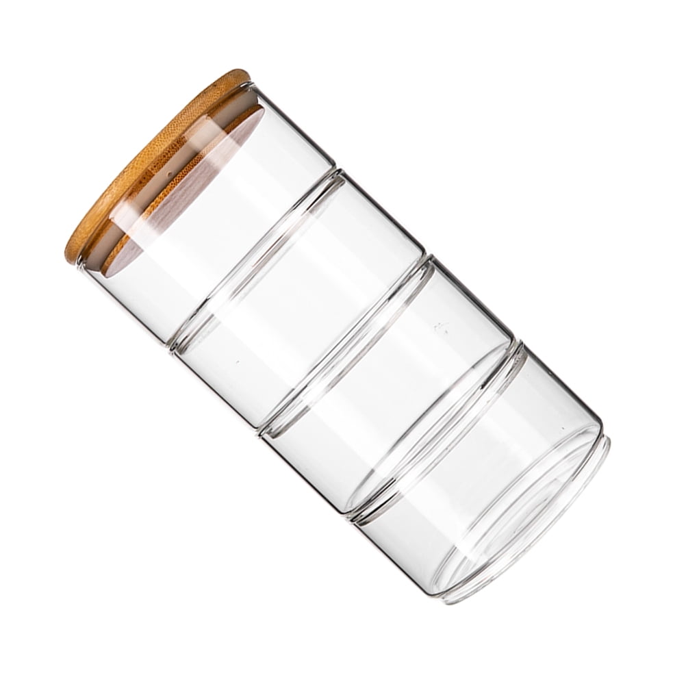 Milisten 4Pcs Stackable Glass Jars with Lid Storage Bowl Fruit Salad ...