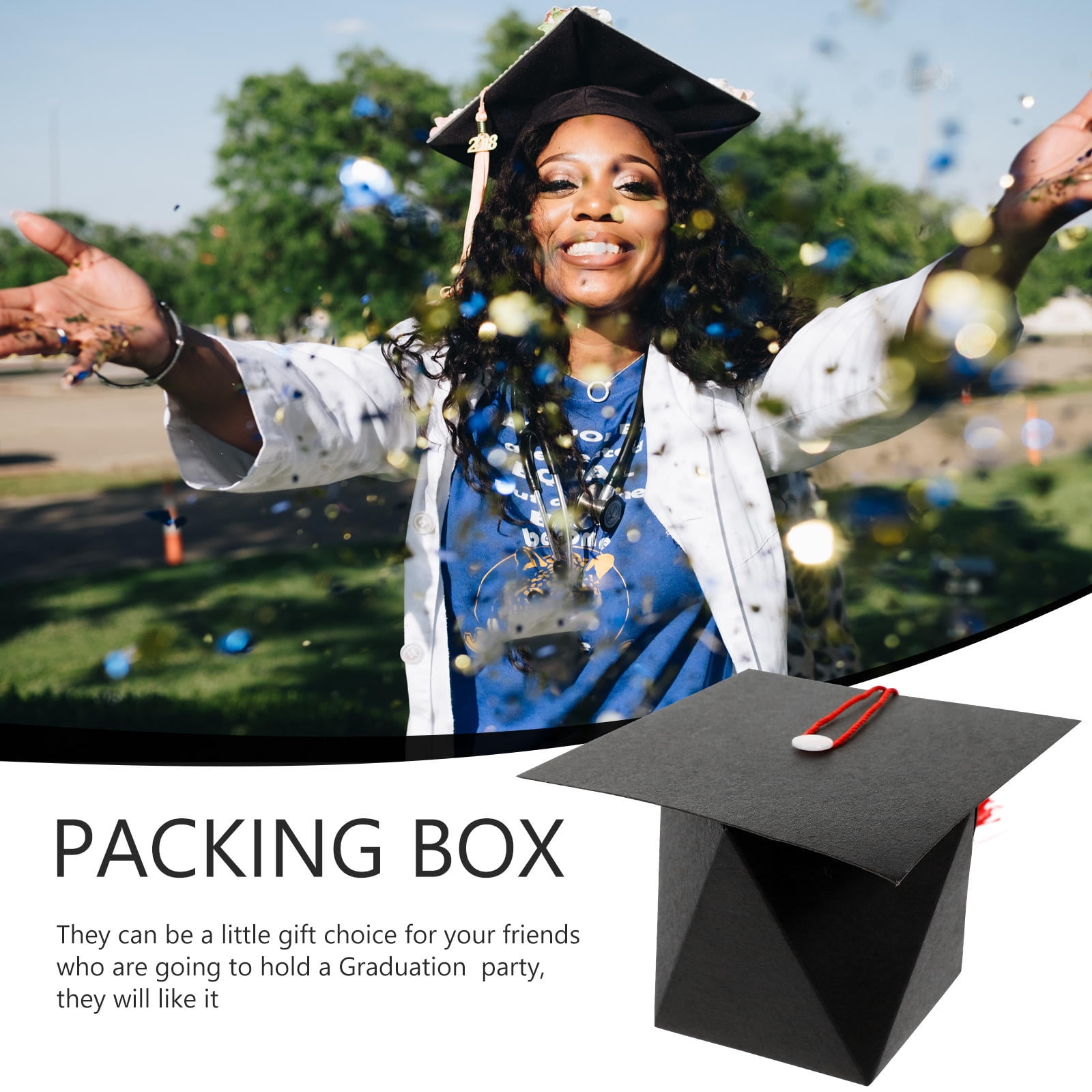 Milisten 50Pcs Black Graduation Cap Boxes Candy Packaging Graduation ...